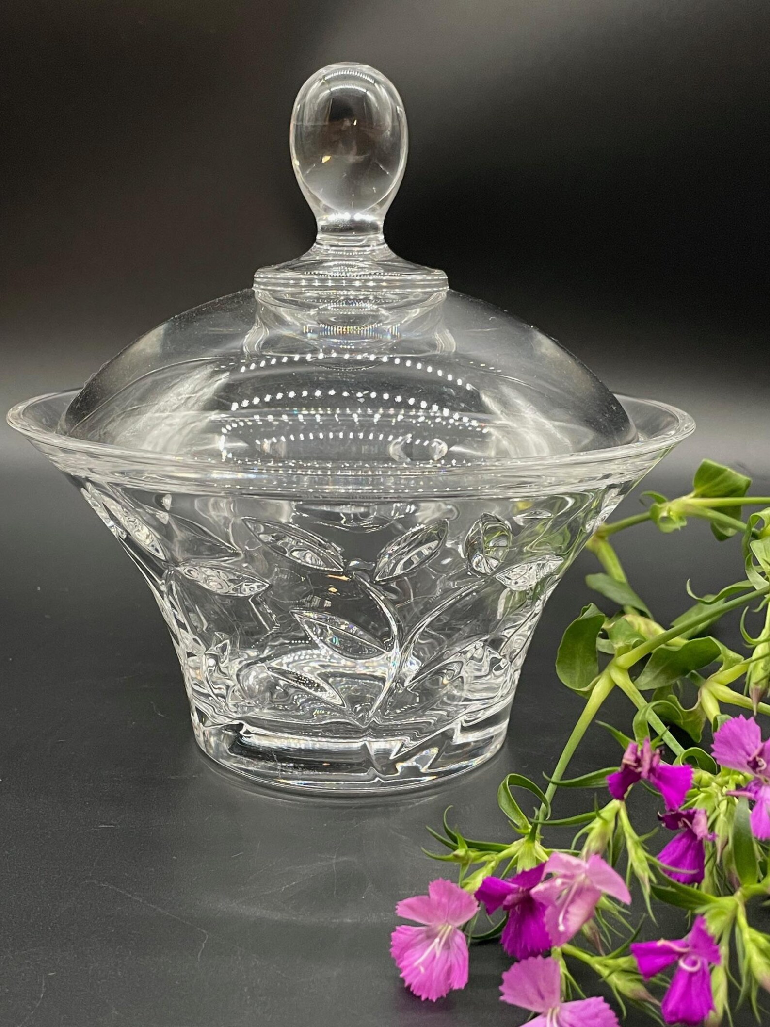 Vintage Pressed Glass Candy Dish With Lid - Etsy