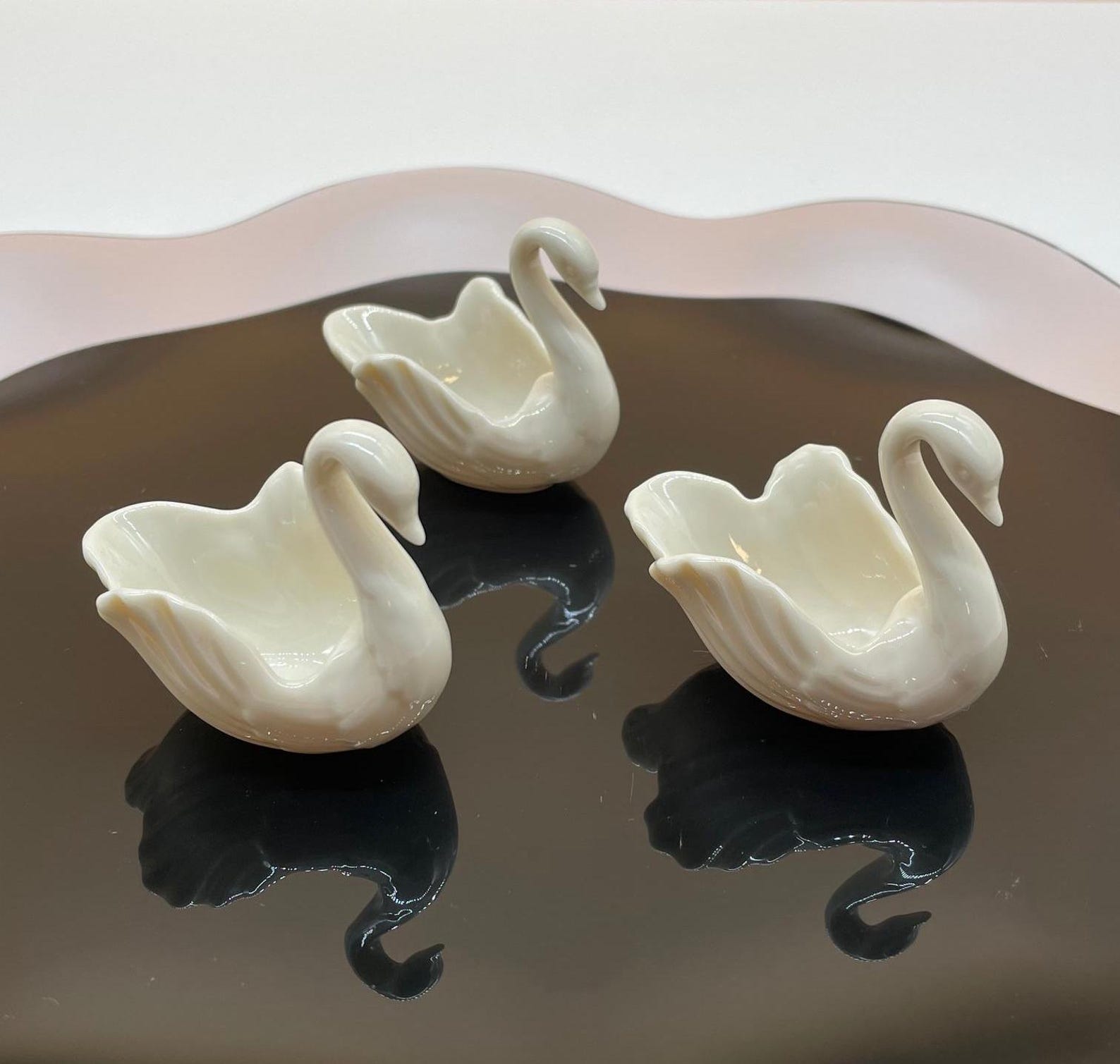 Miniature Lenox Porcelain Swans Set of 3 - Etsy