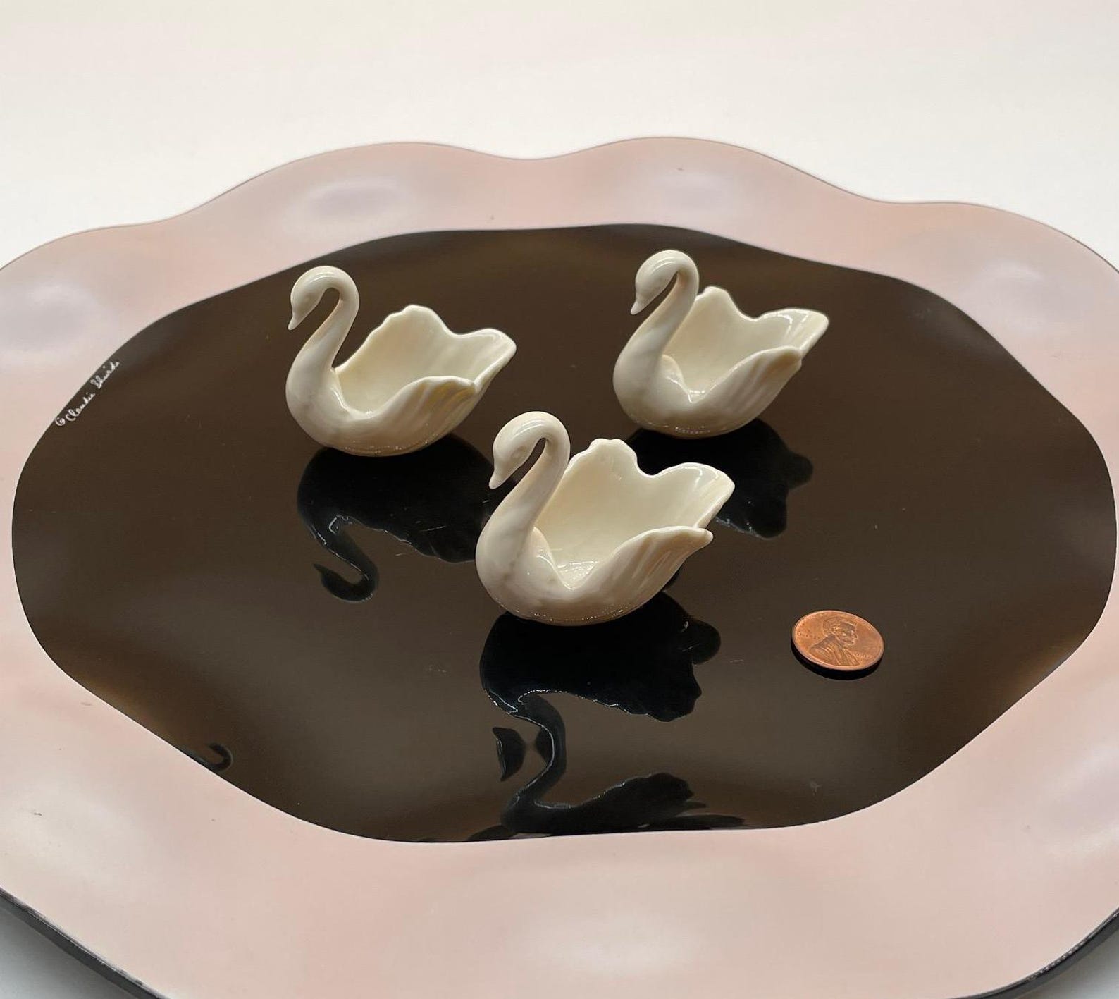 Miniature Lenox Porcelain Swans Set of 3 - Etsy