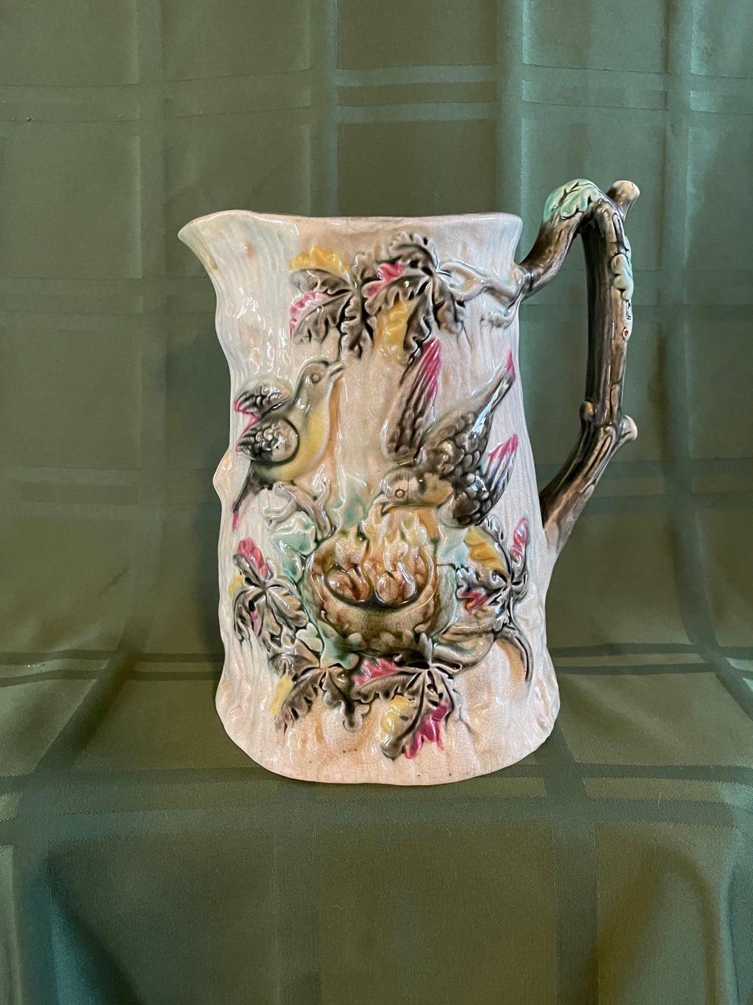 Antique English Majolica Pitcher Family of Birds - Etsy