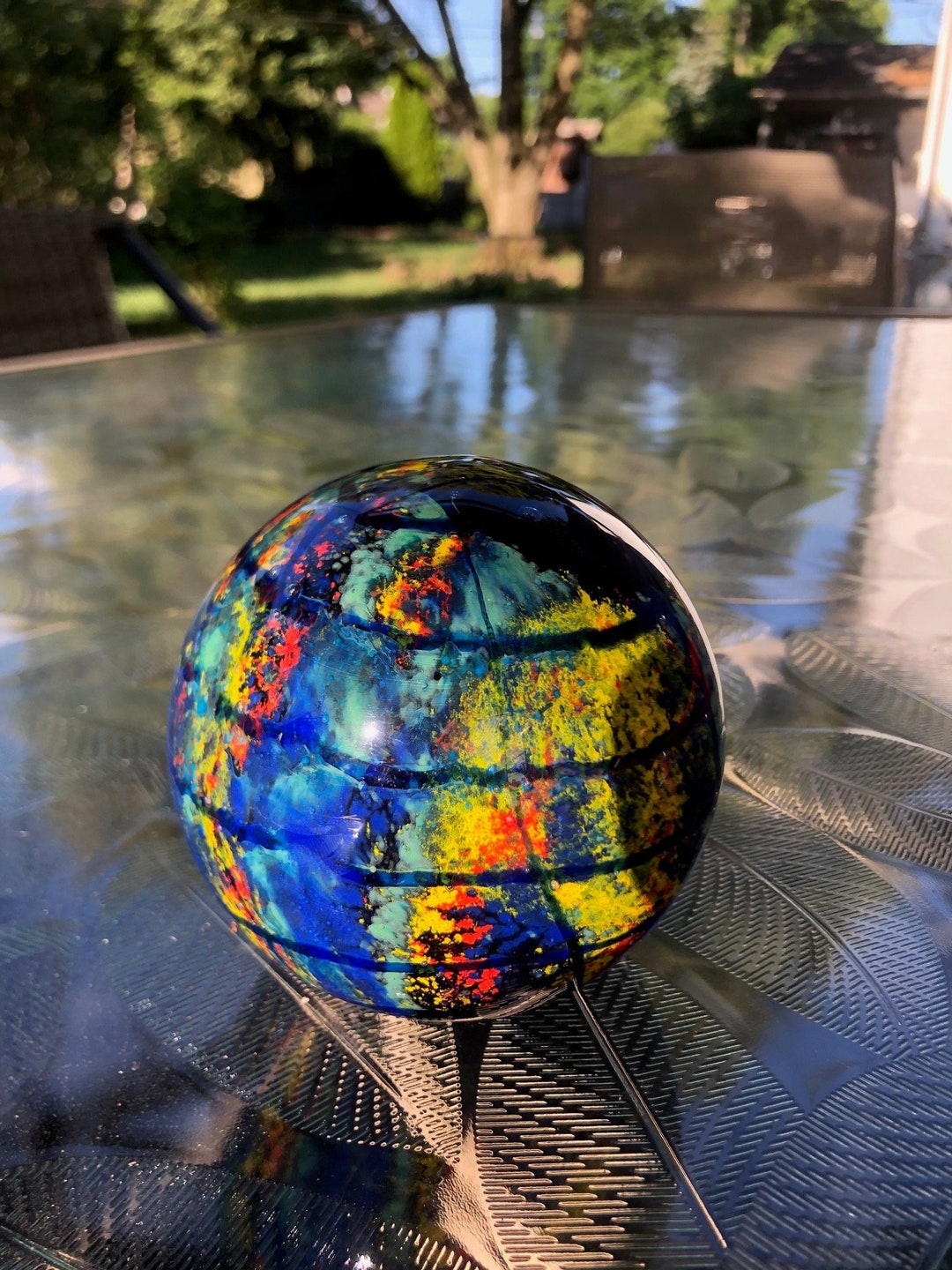 Colorful Glass Paperweight Earth Grid Hemispheres - Etsy