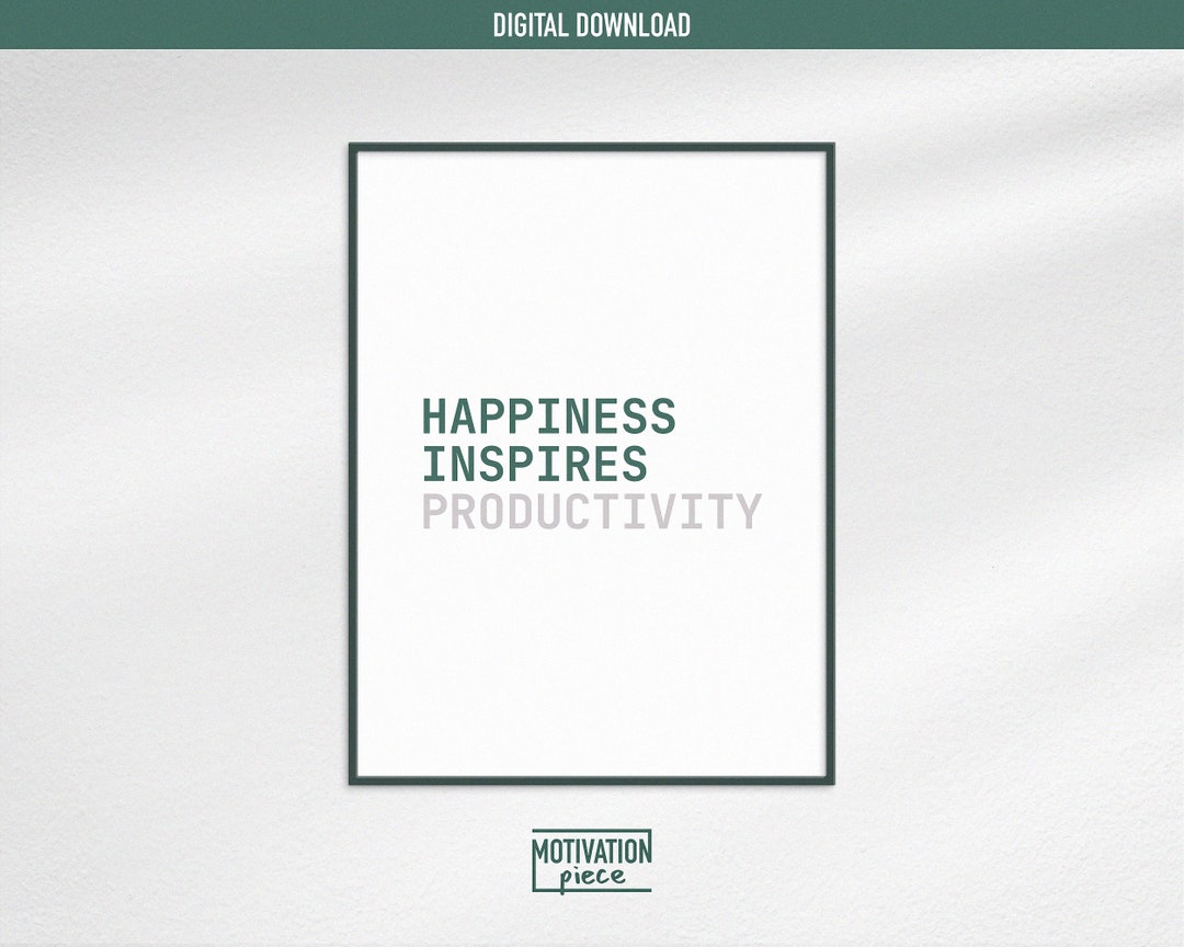 Happiness Inspires Productivity Motivating Quote Poster Inspiring ...