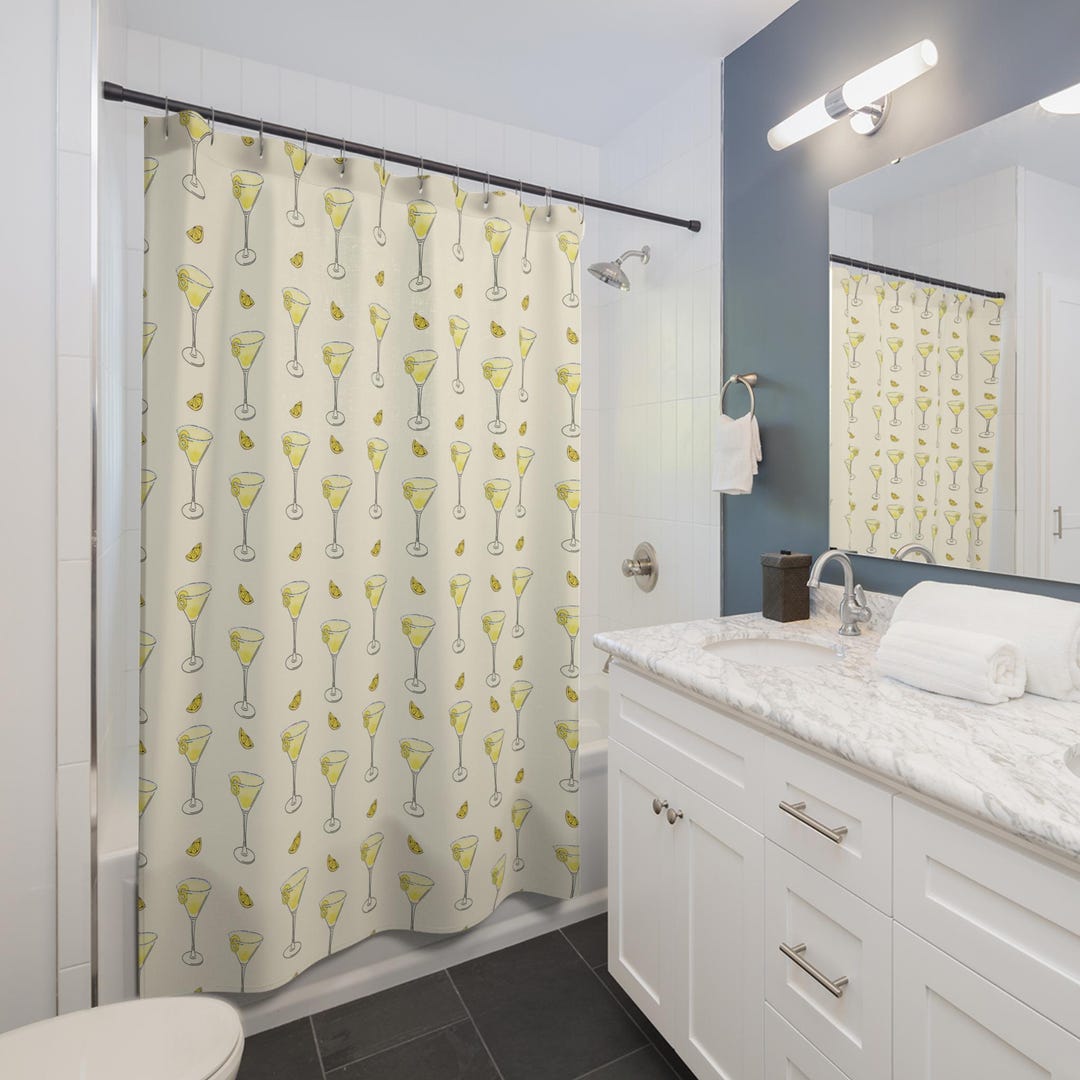 Lemon Drop Martini Shower Curtain, Modern Cocktail Inspired Bathroom ...