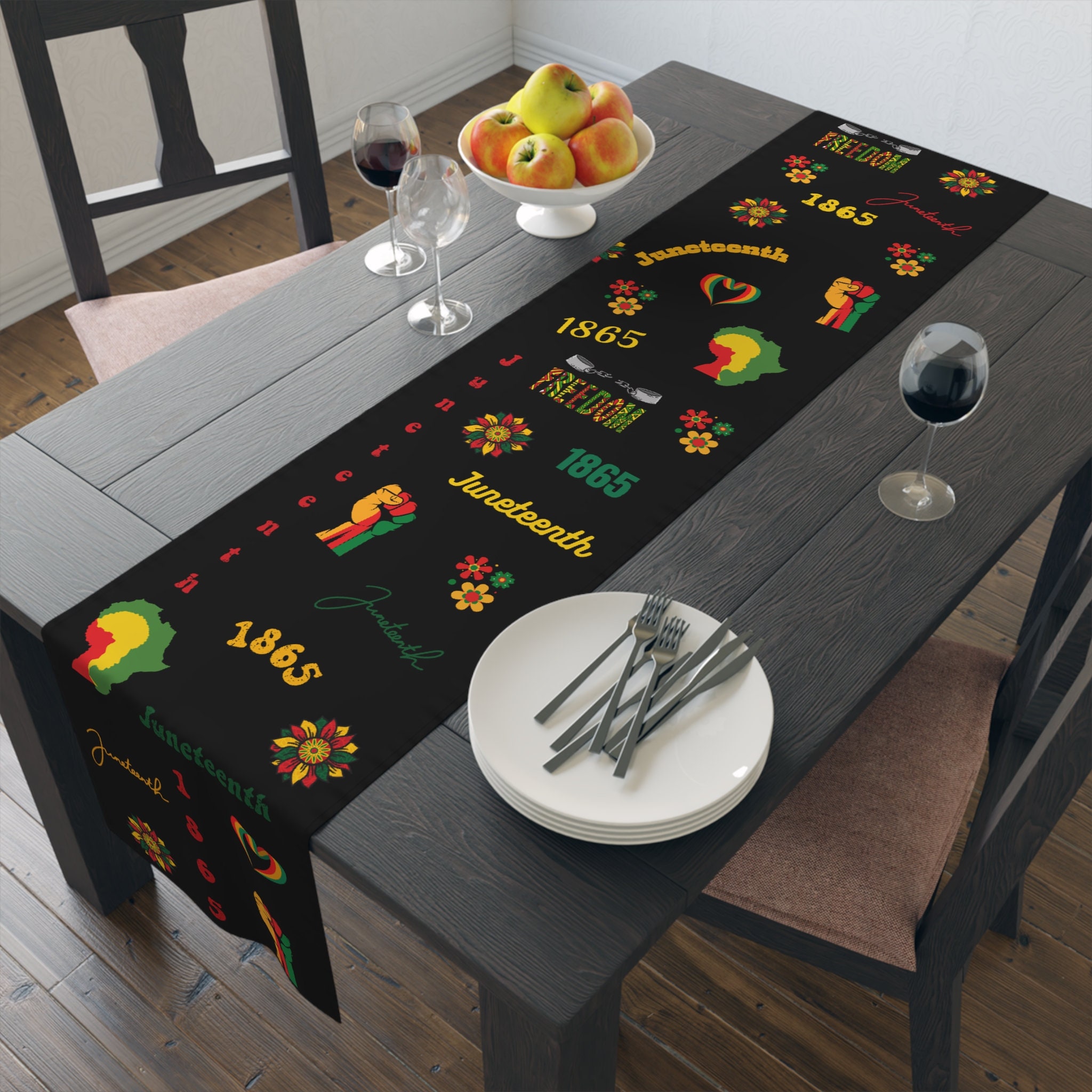 Juneteenth Table Runner, Black History Spring Table Decor, Kitchen ...