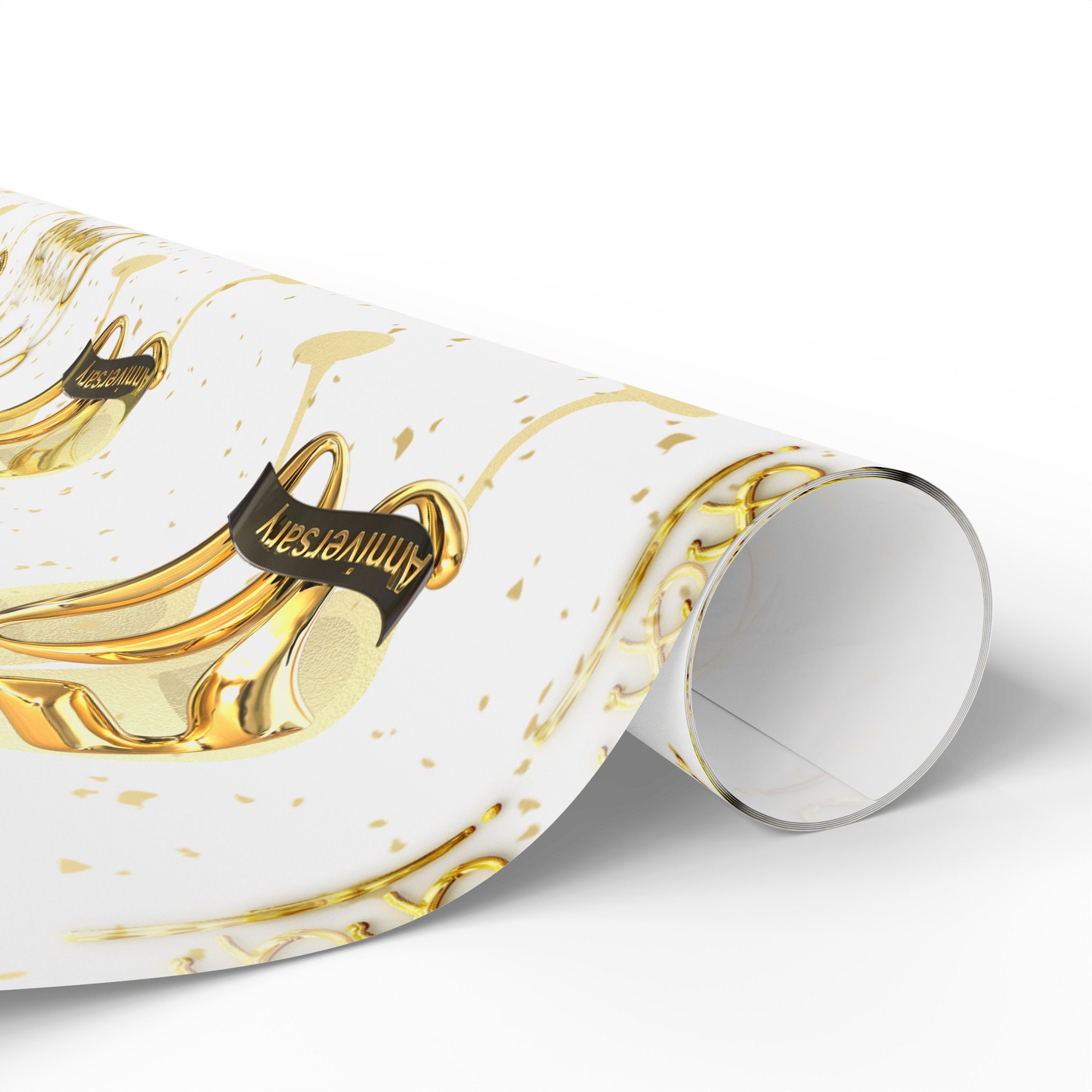 50th Wedding Anniversary Wrapping Paper, Gold Anniversary Gift Wrap ...
