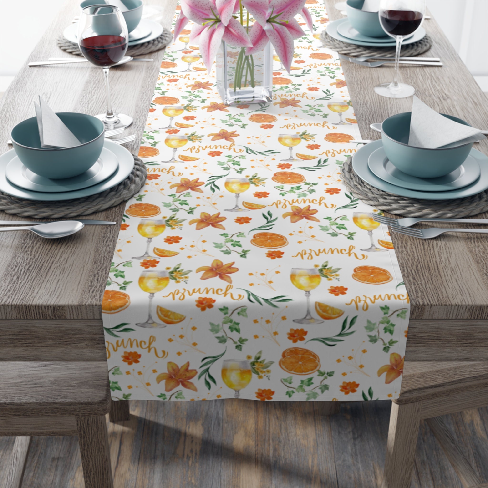 Brunch Themed Table Runner, Mimosa Themed Table Linen, Party Home Decor ...