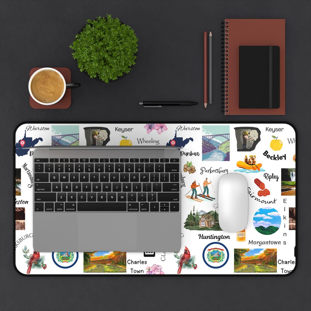 West Virginia Themed Desk Mat, Mountain State Office and Home Workspace ...