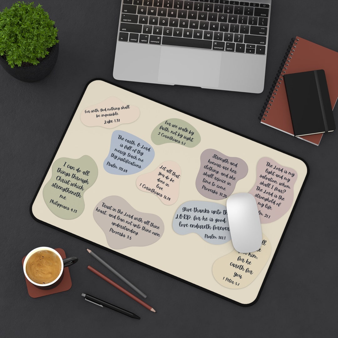 Bible Affirmations Desk Mat, Inspirational Bible Verse Pad, Religious ...