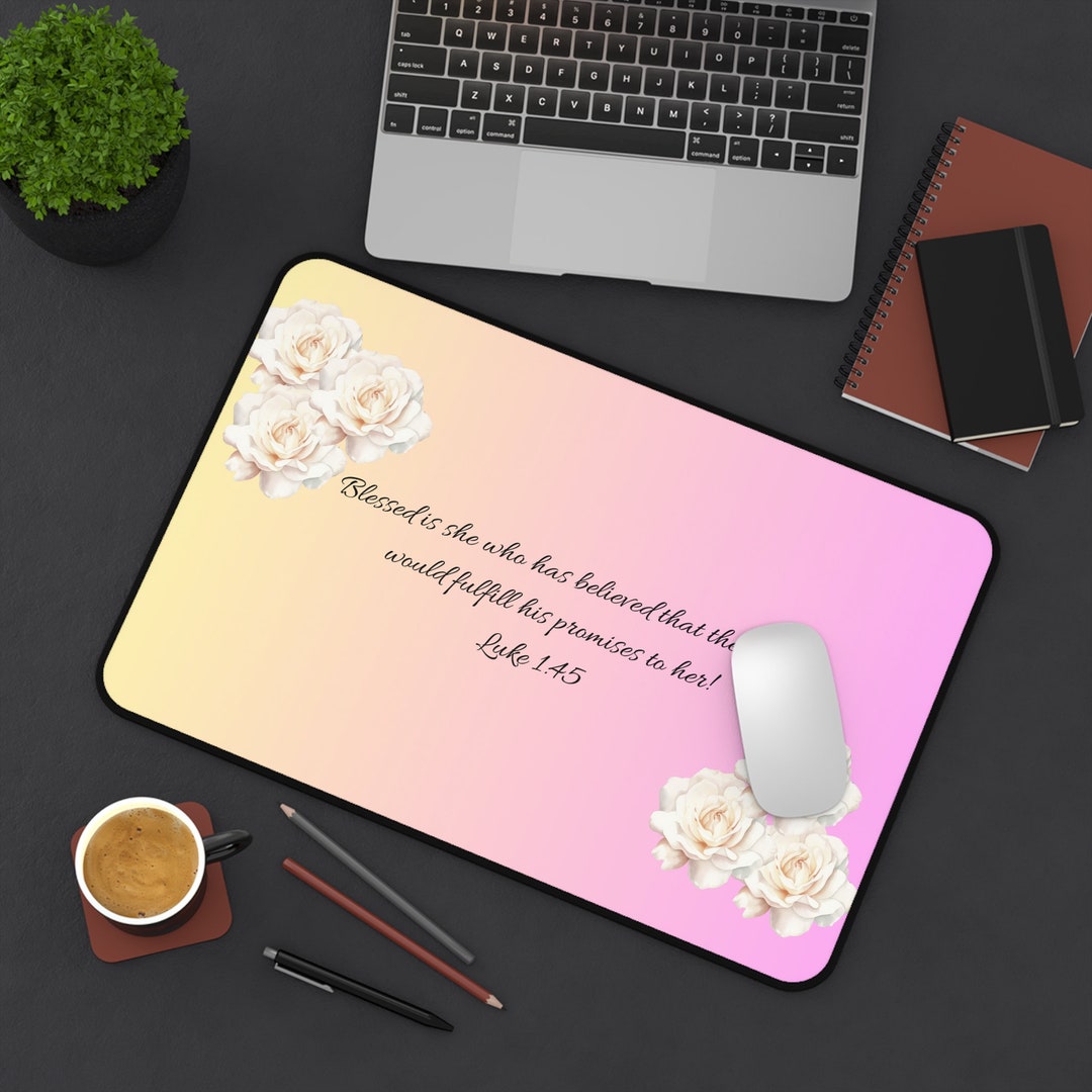 Christian Women Pastel Desk Mat, Scripture Desk Mat, Luke 1:45 ...