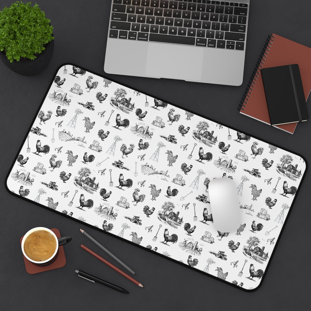 Vintage Rooster Desk Mat, Farmhouse Style Home Office Computer ...