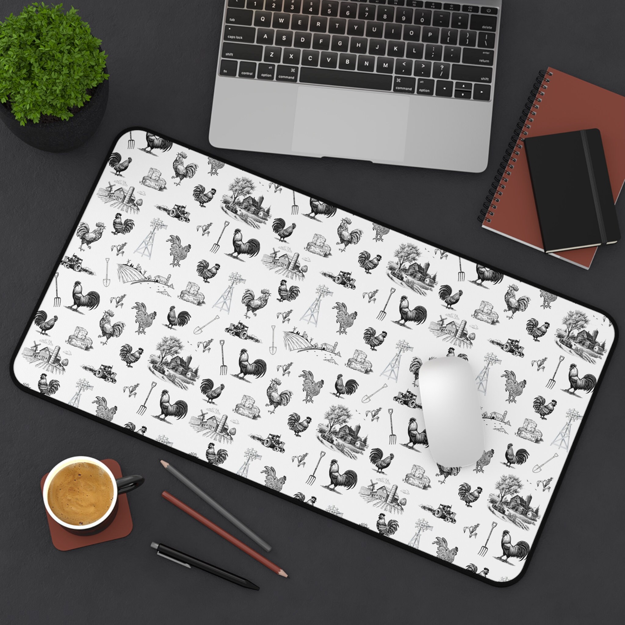 Vintage Rooster Desk Mat, Farmhouse Style Home Office Computer ...