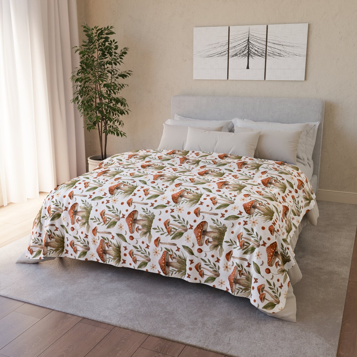 Mushroom Cottagecore Blanket, Couch Throw, Housewarming Hostess Gift ...