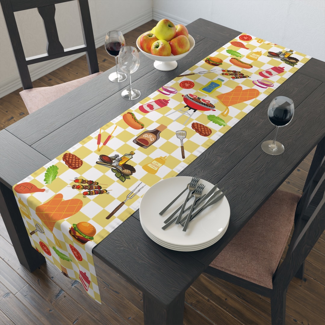BBQ Themed Table Runner, Spring Summer Cookout Home Decor, Housewarming ...