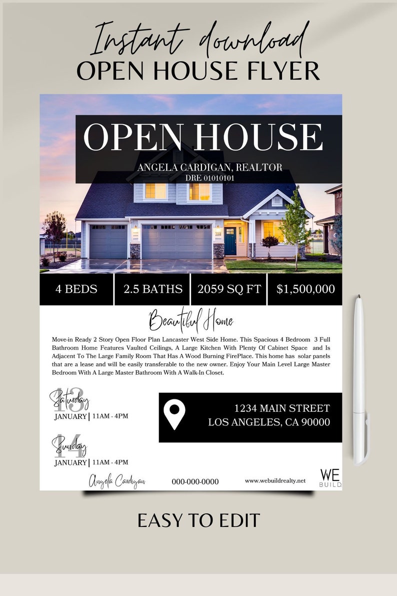 2 OPEN HOUSE FLYERS - Etsy