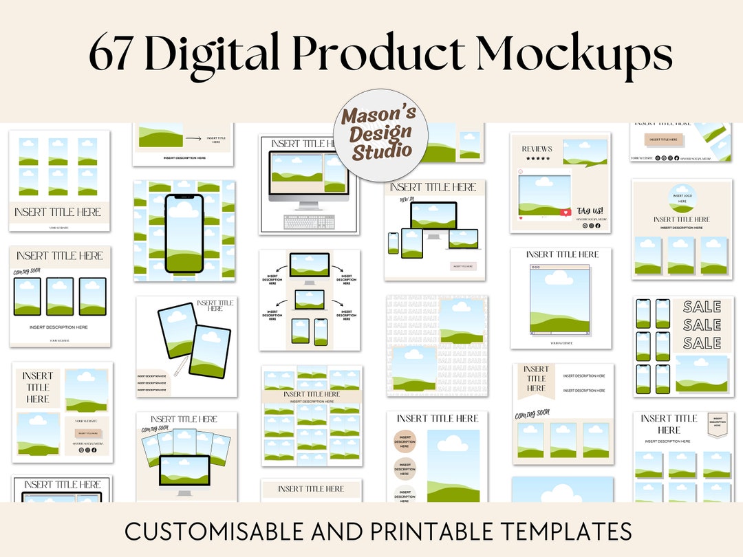 67 Digital Product Mockups | Mockup Template | Canva Listing Template ...