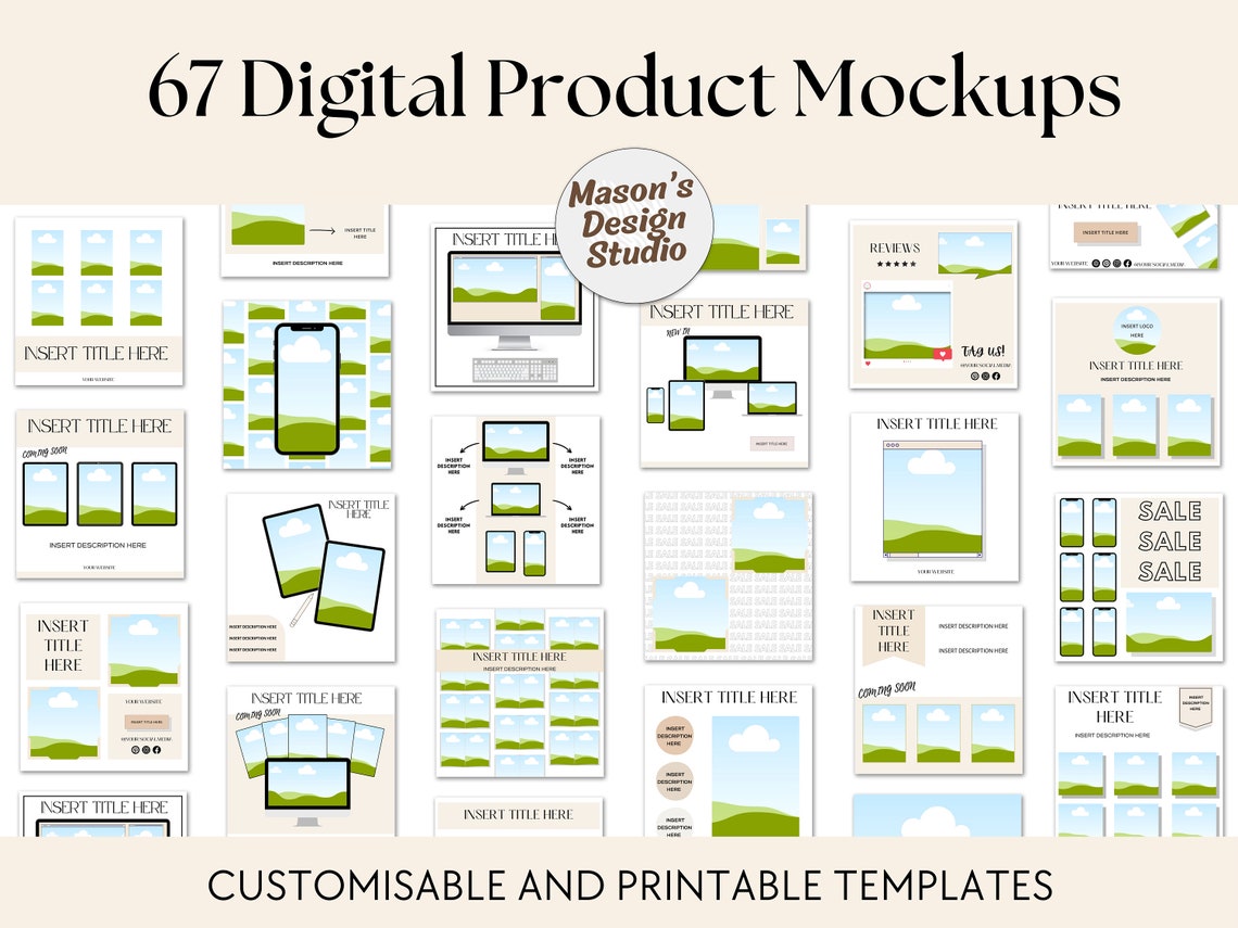 67 Digital Product Mockups | Mockup Template | Canva Listing Template ...
