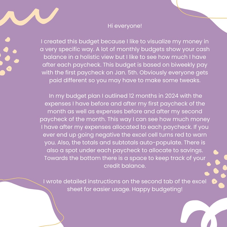 Monthly Budget Plan for Biweekly Paycheck - Etsy