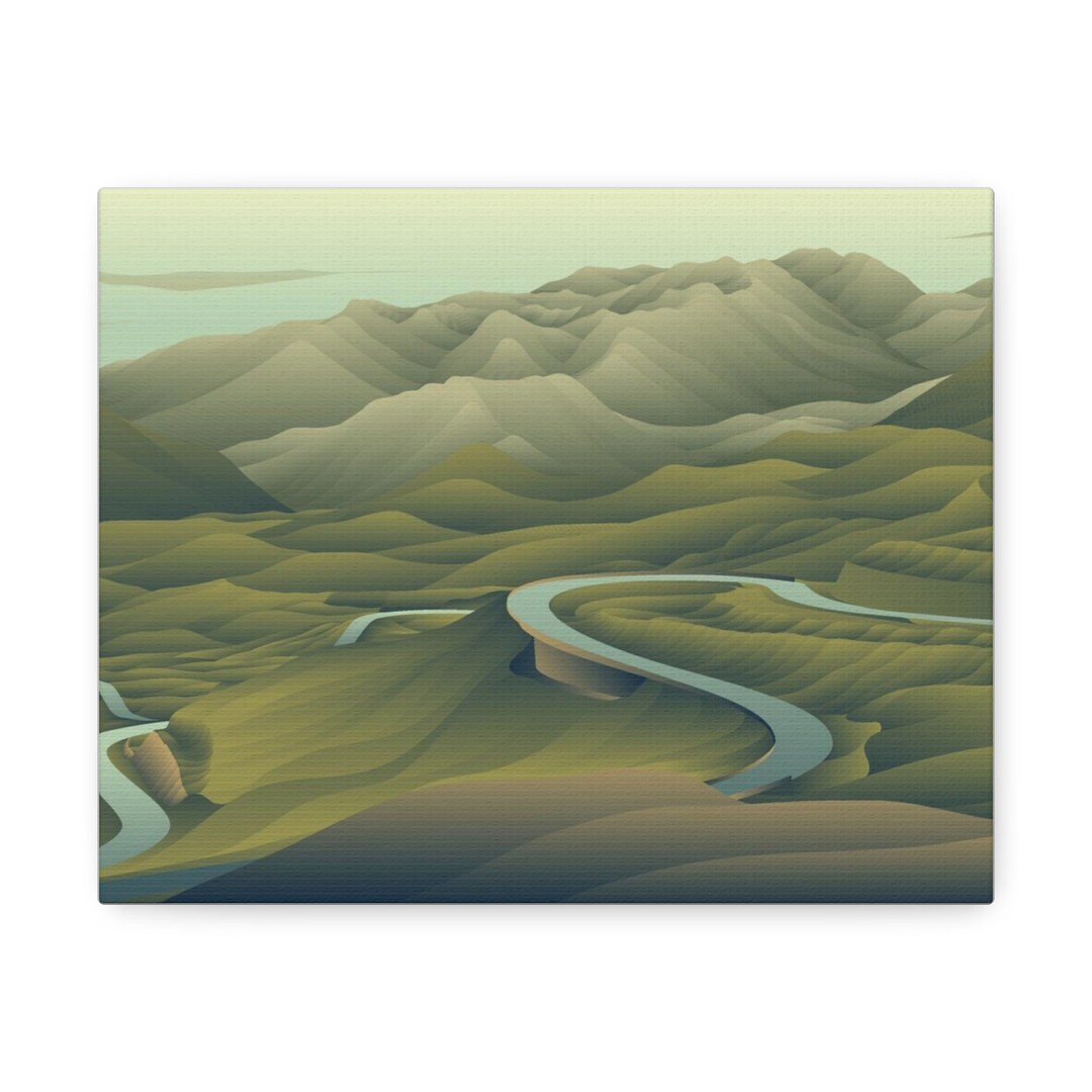 Serene Horizon: A Journey Through Long Path Hills satin Canvas ...