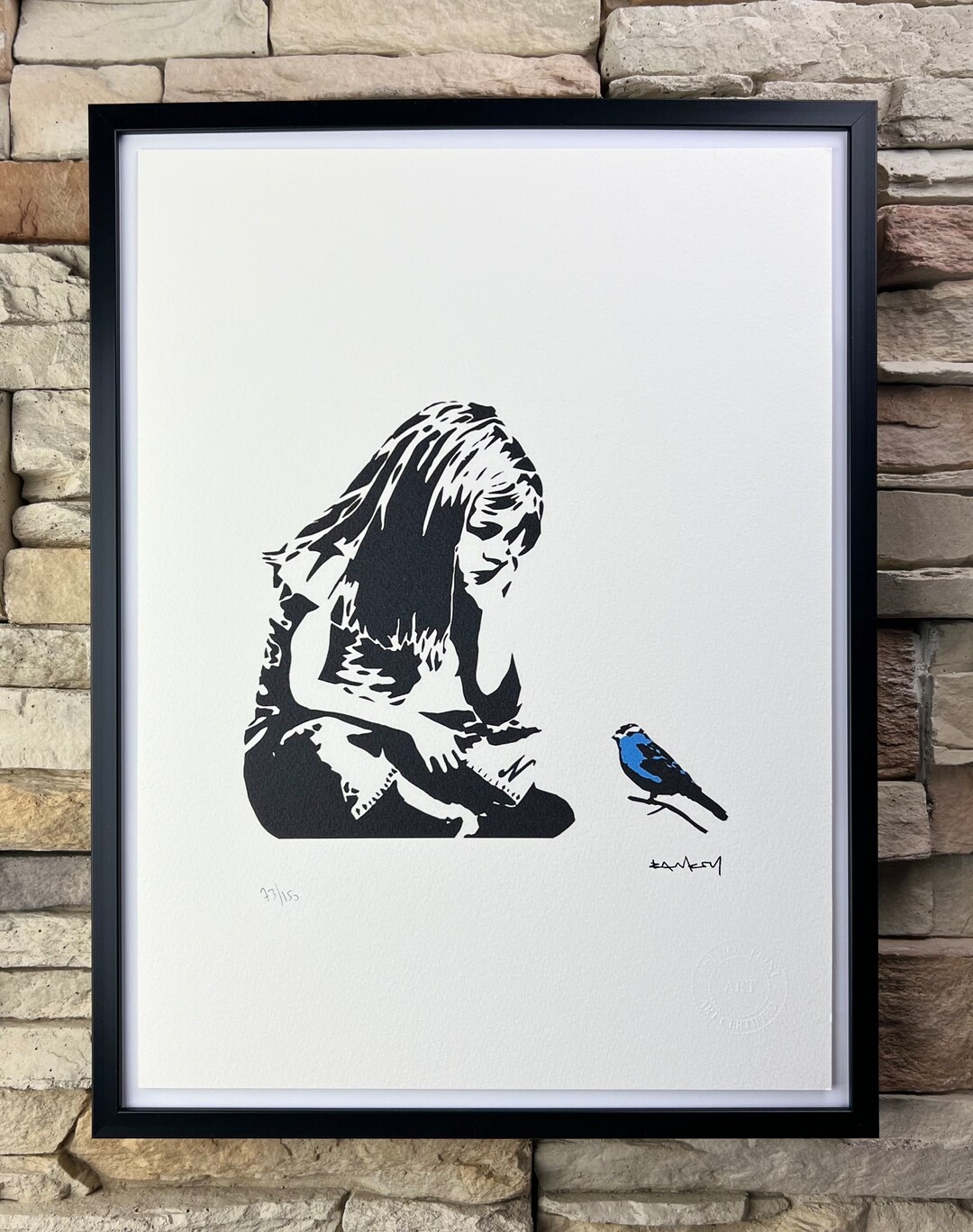 BANKSY: the Little Girl and the Bird. Framed Lithograph. Limited ...