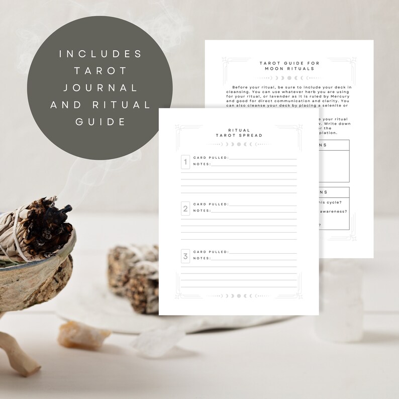 Minimalist Moon Ritual Worksheet for Full & New Moon Rituals, Tarot ...