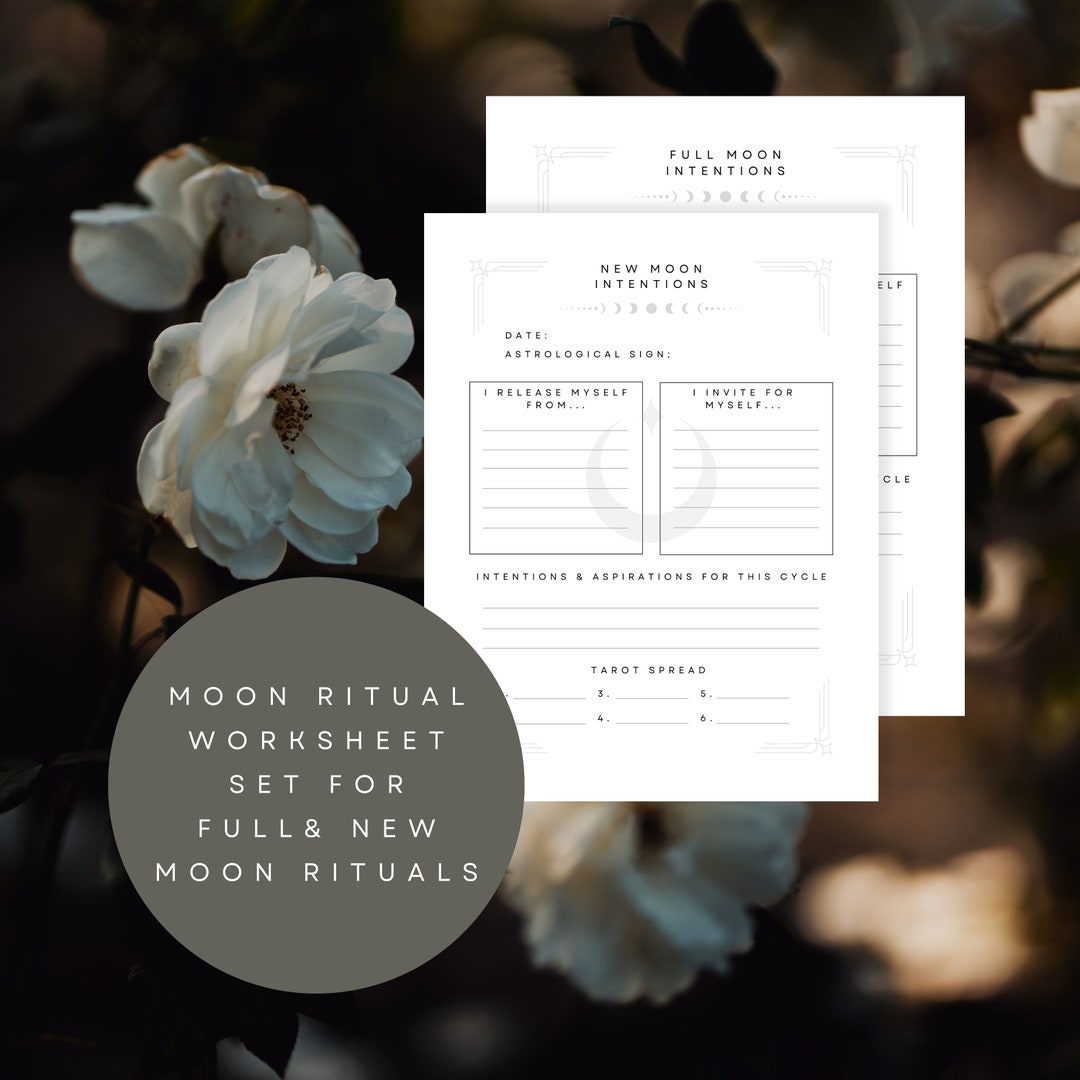 Minimalist Moon Ritual Worksheet for Full & New Moon Rituals, Tarot ...