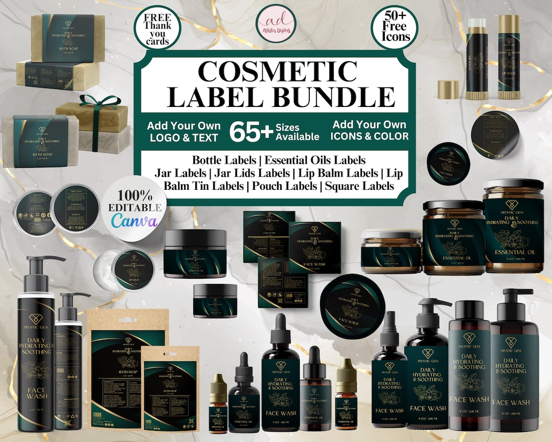 Editable Cosmetic Label Templates, Stylish Cosmetic Product Label ...
