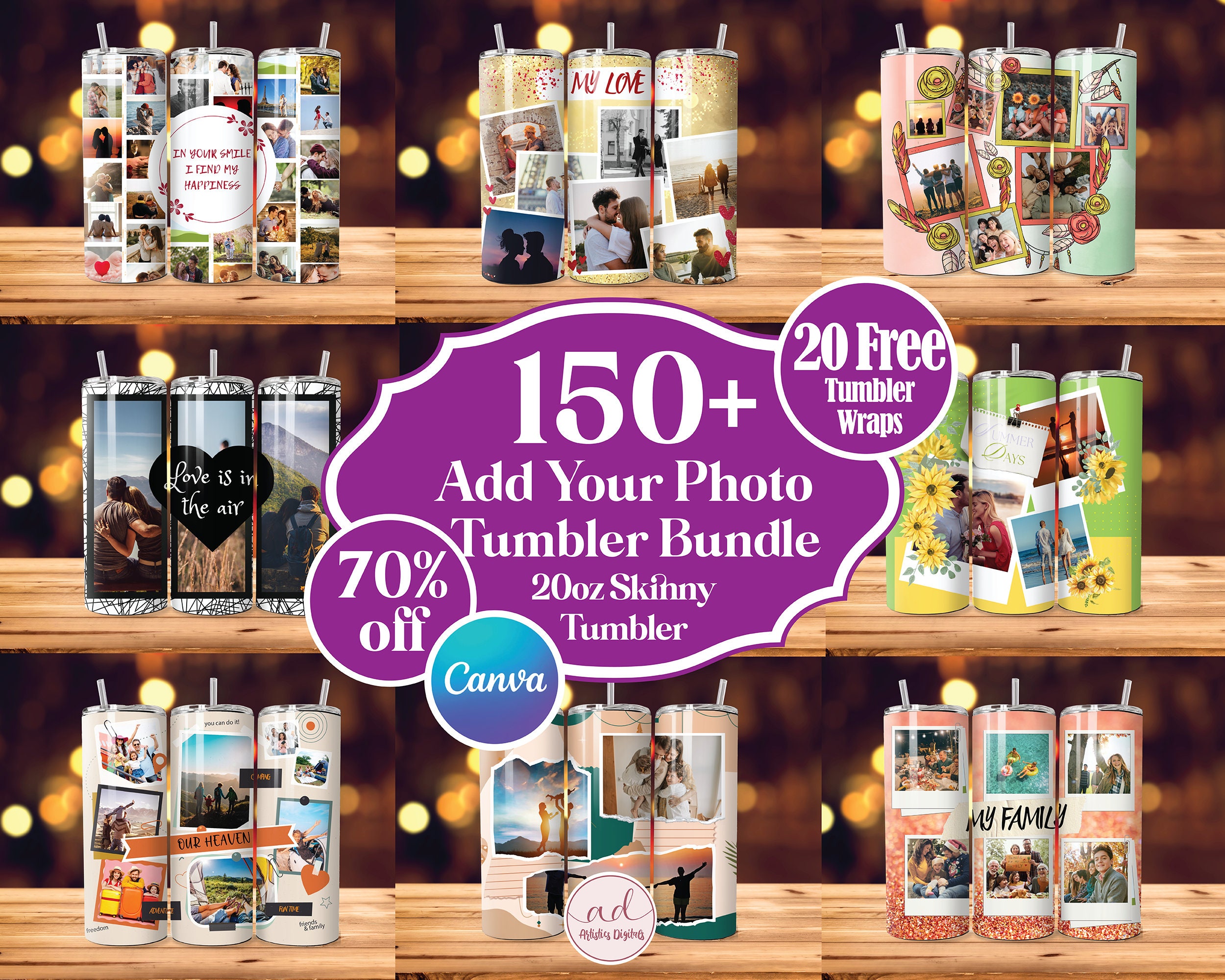 150+ Add Your Own Photo Tumbler Wrap Bundle, Own Photo Self Editable ...