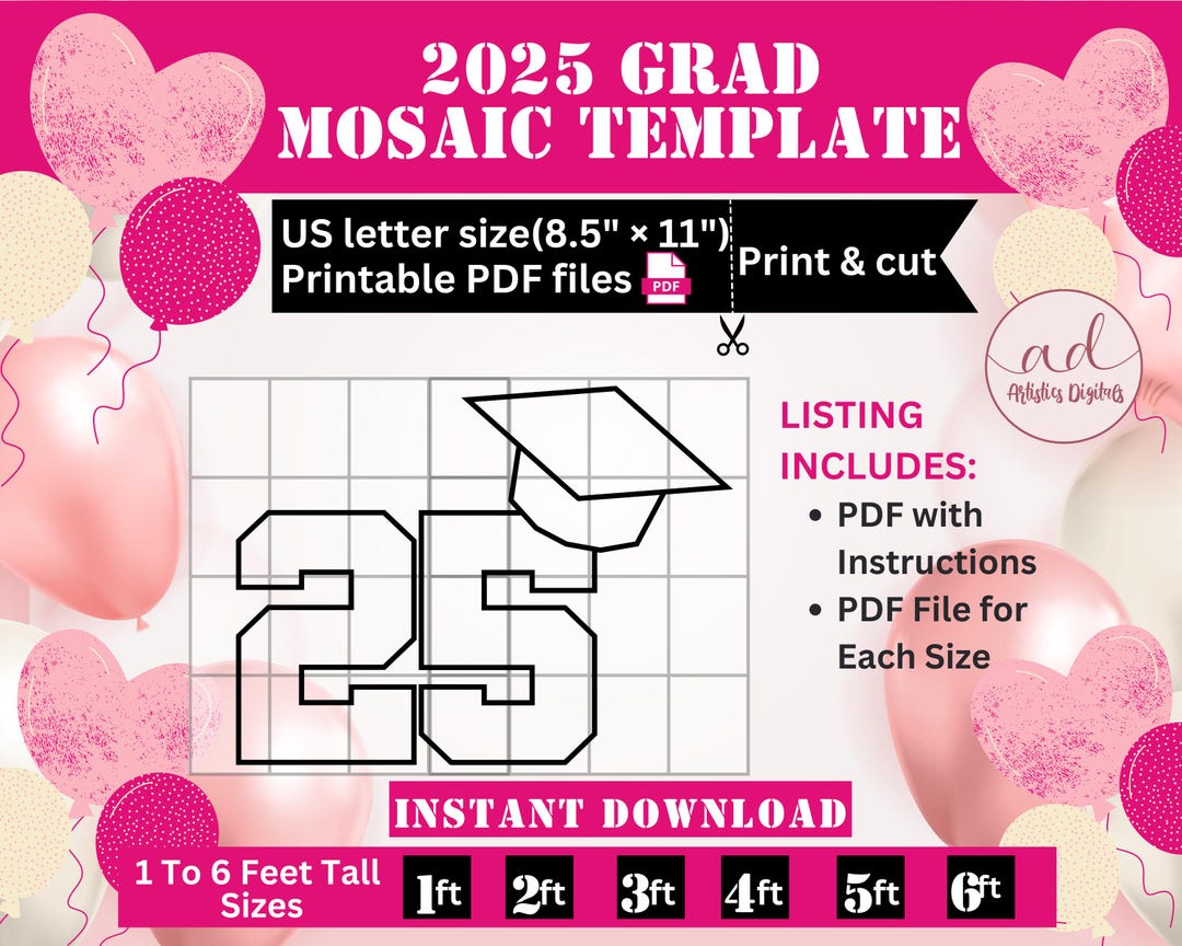 Graduation Balloons Mosaic Templates, Prom 2025 Balloon Mosaic, 25 Grad ...