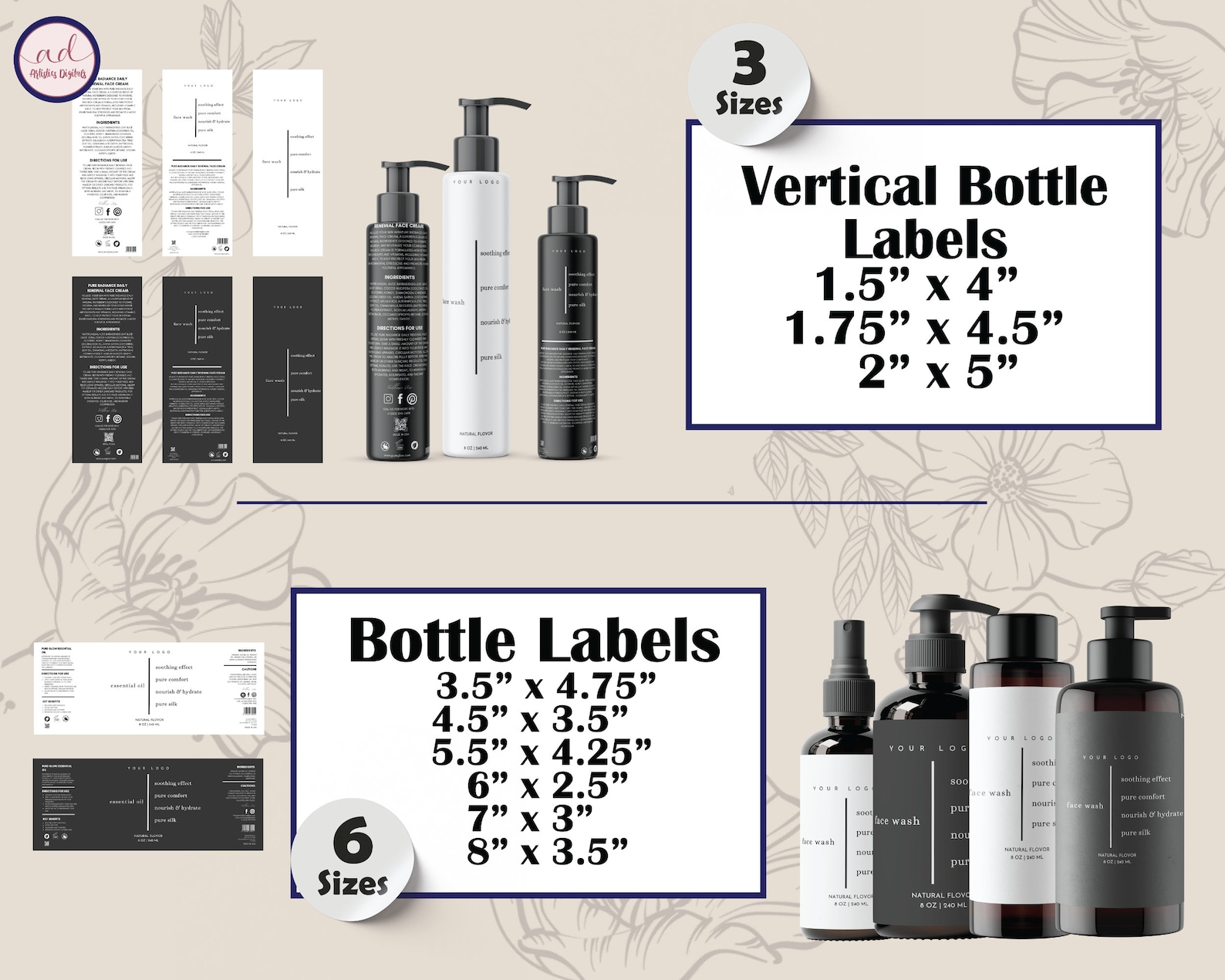 Editable Cosmetic Label Templates, Stylish Cosmetic Product Label ...