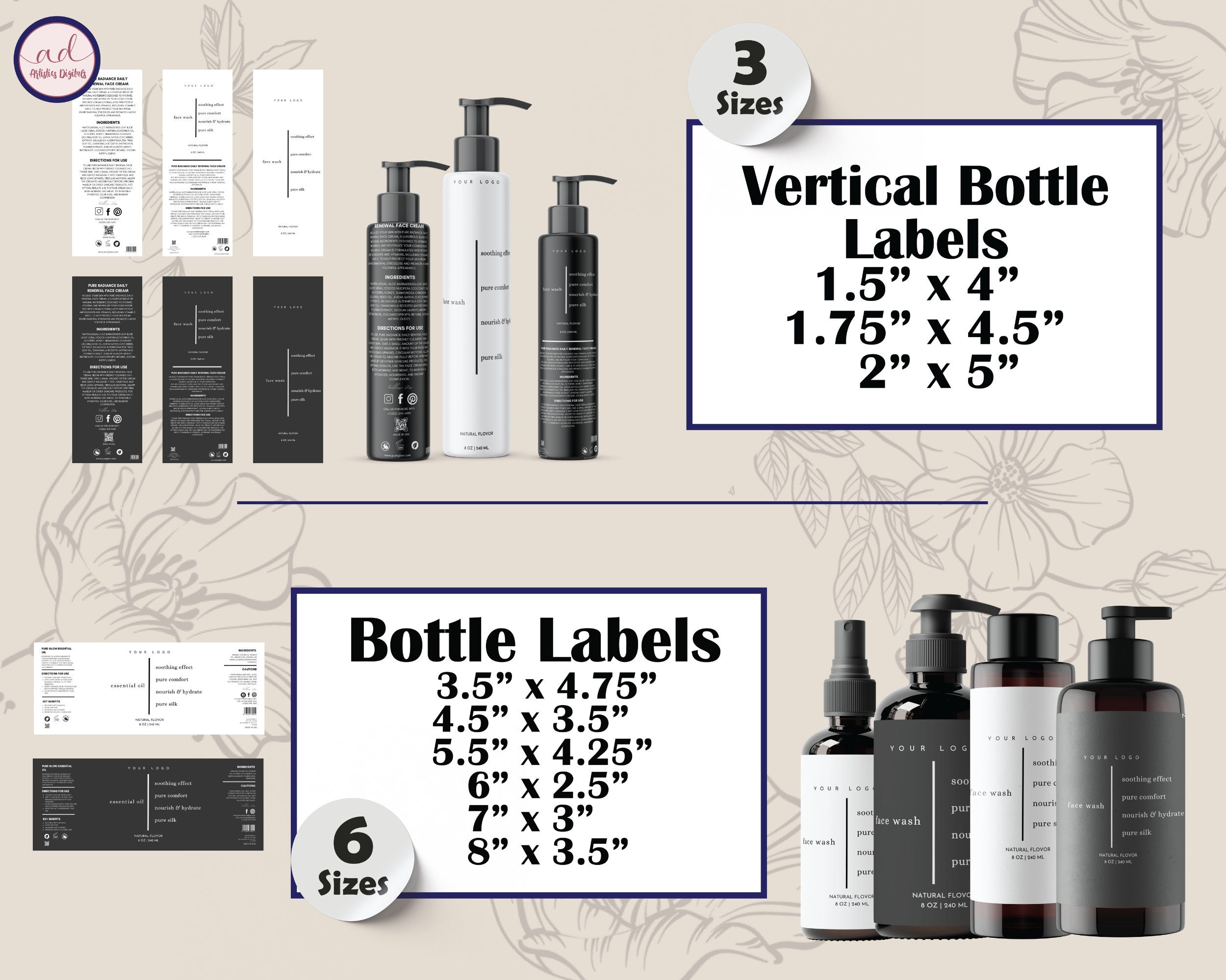 Editable Cosmetic Label Templates, Stylish Cosmetic Product Label ...