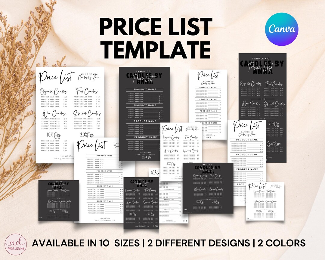 Editable Candle Price List Template, Candle Price List, Small Business ...
