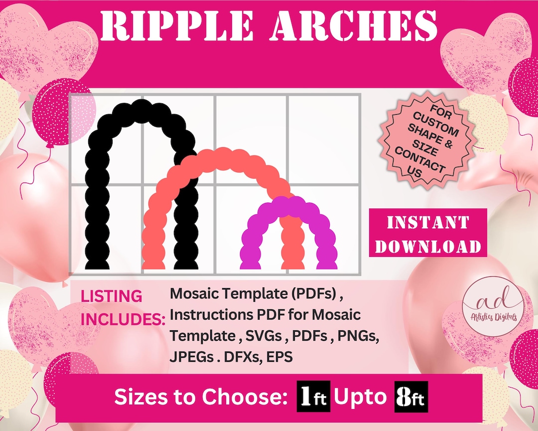 Boho Ripple Chiara Arch Backdrop Mosaic Template, Wavy Wall Prop ...