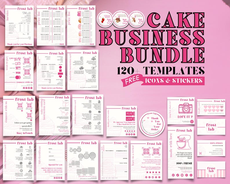 Frost Editable Cake Business Templates Bundle, Home Bakery Business ...