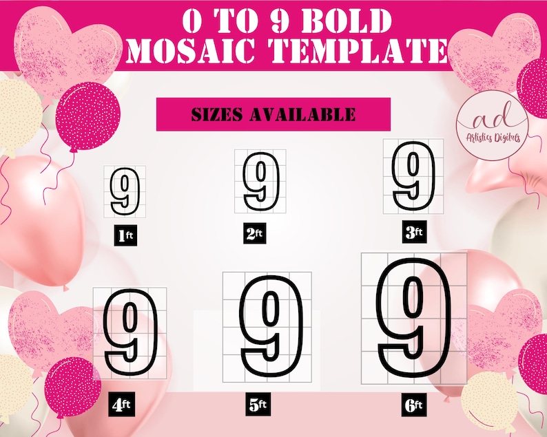 All Marquee Numbers Template, Number Mosaic Template, Mosaic From ...