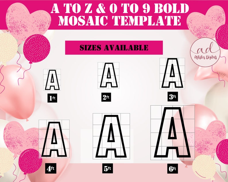 Marquee Letters, Mosaic Templates, Mosaic From Balloons Template ...