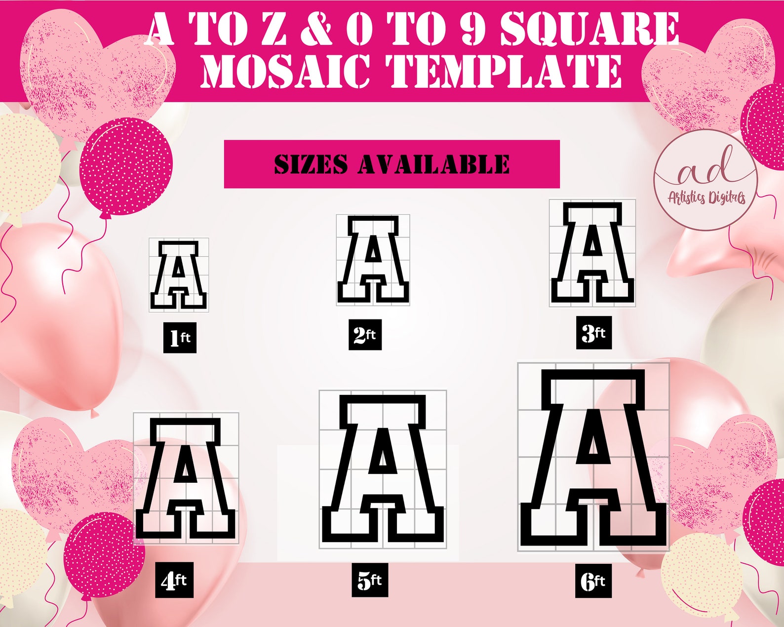 Marquee Letters, Mosaic Templates, Mosaic From Balloons Template ...