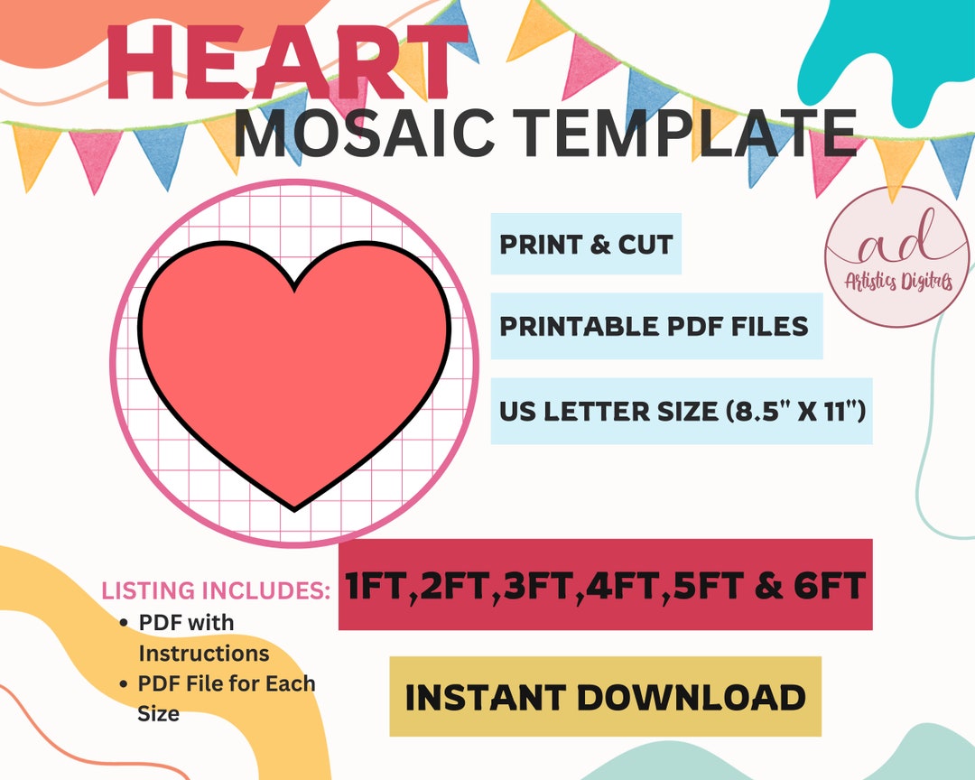 Heart Mosaic Templates, Marquee, Mosaic From Balloons Template, Balloon ...