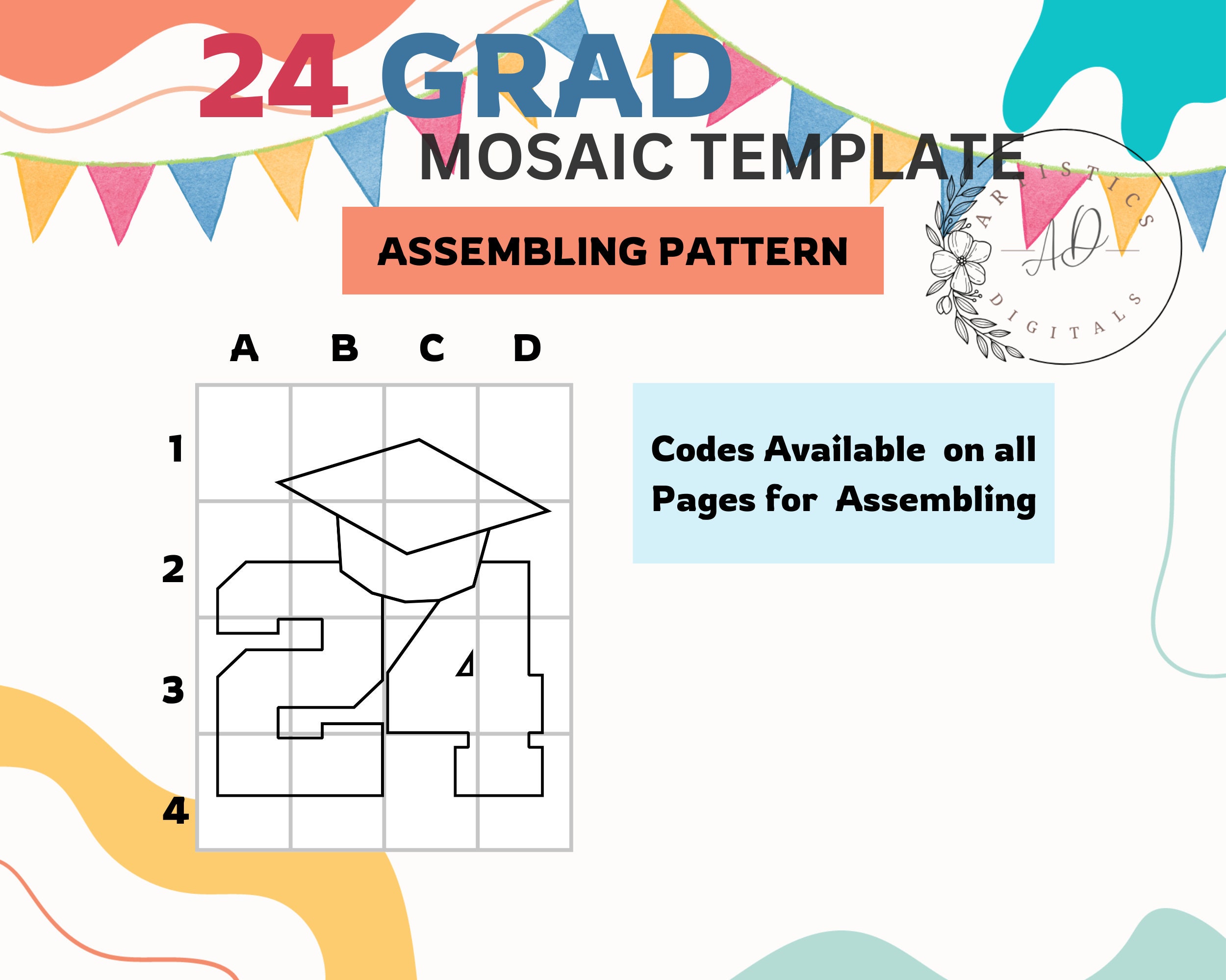 24 Grad Template, Graduation Mosaic Template From Balloons, 2024 ...