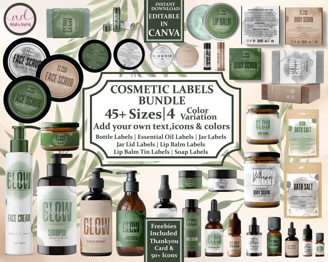 Editable Cosmetic Label Templates, Stylish Cosmetic Product Label ...