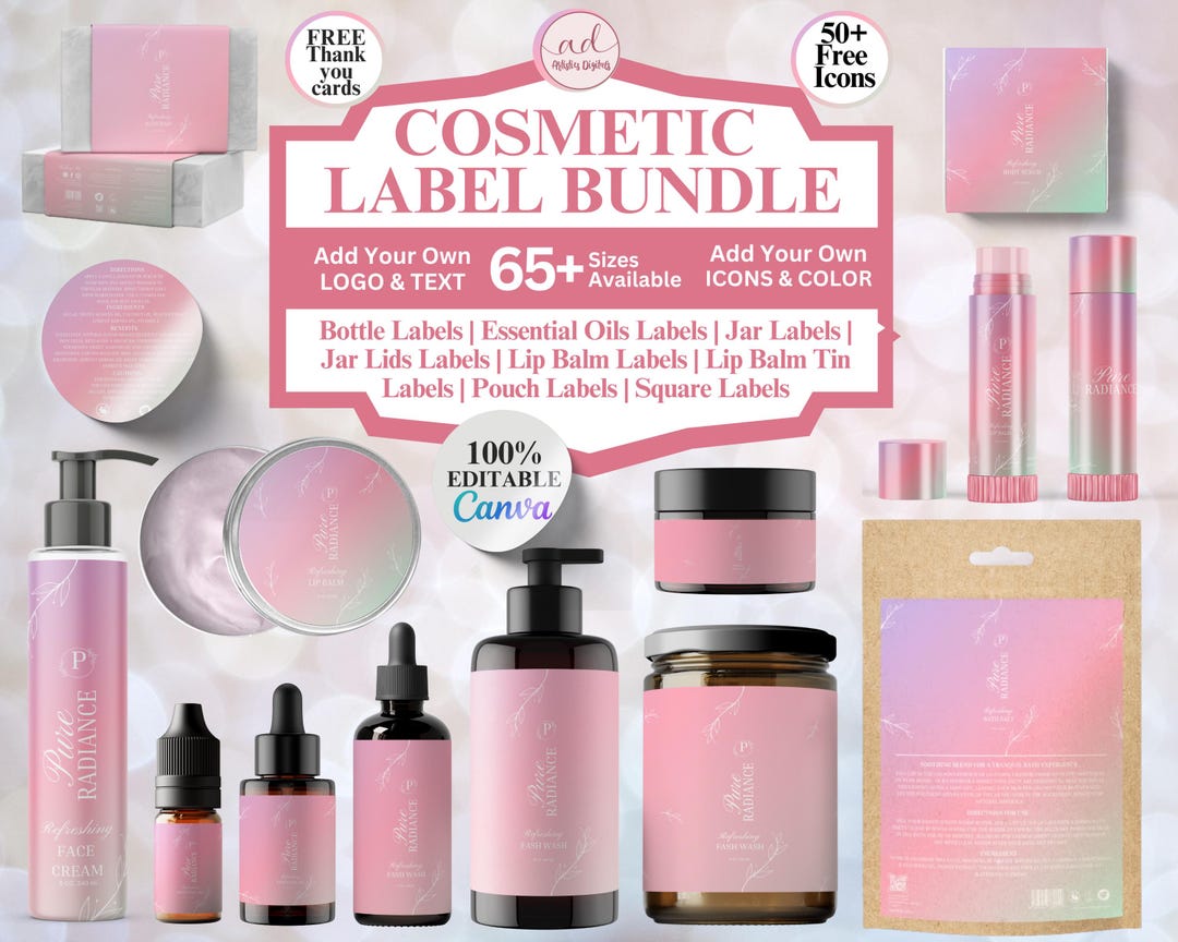 Editable Cosmetic Label Templates, Stylish Cosmetic Product Label ...