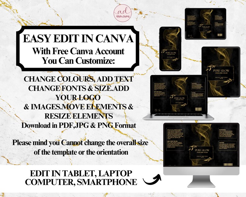 Editable Cosmetic Label Templates, Stylish Cosmetic Product Label ...