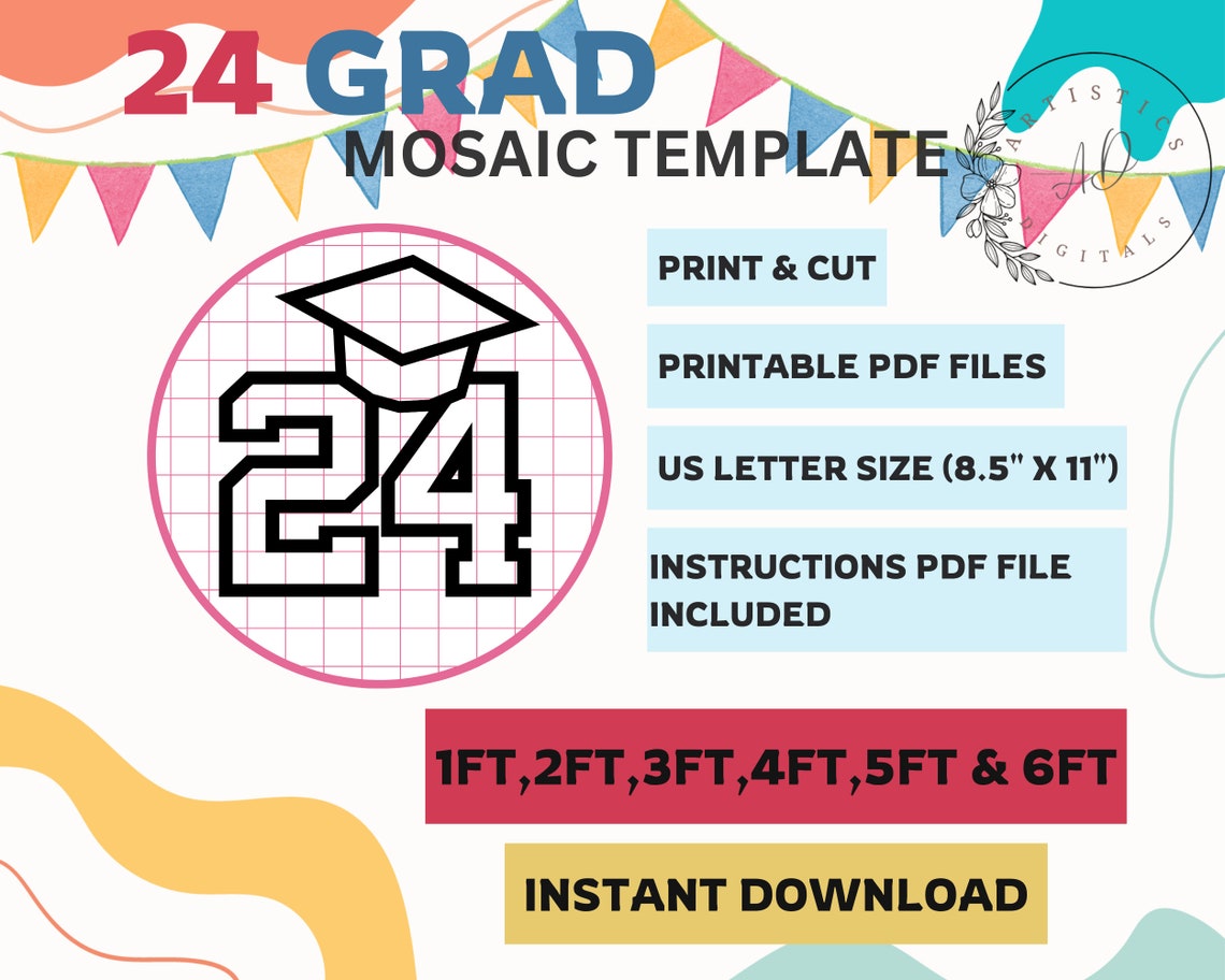 24 Grad Template, Graduation Mosaic Template From Balloons, 2024 ...