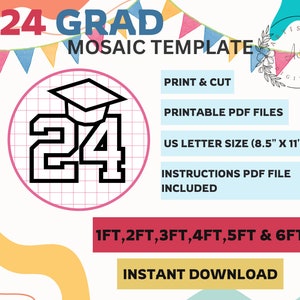 24 Grad Template, Graduation Mosaic Template From Balloons, 2024 ...