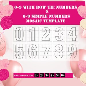 0-9 All Numbers Mosaic Template With Bow Tie, Marquee Numbers Template ...