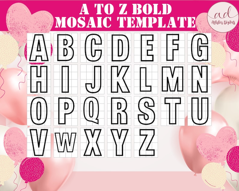 A-Z Marquee Letters, Mosaic Templates, Mosaic From Balloons Template ...