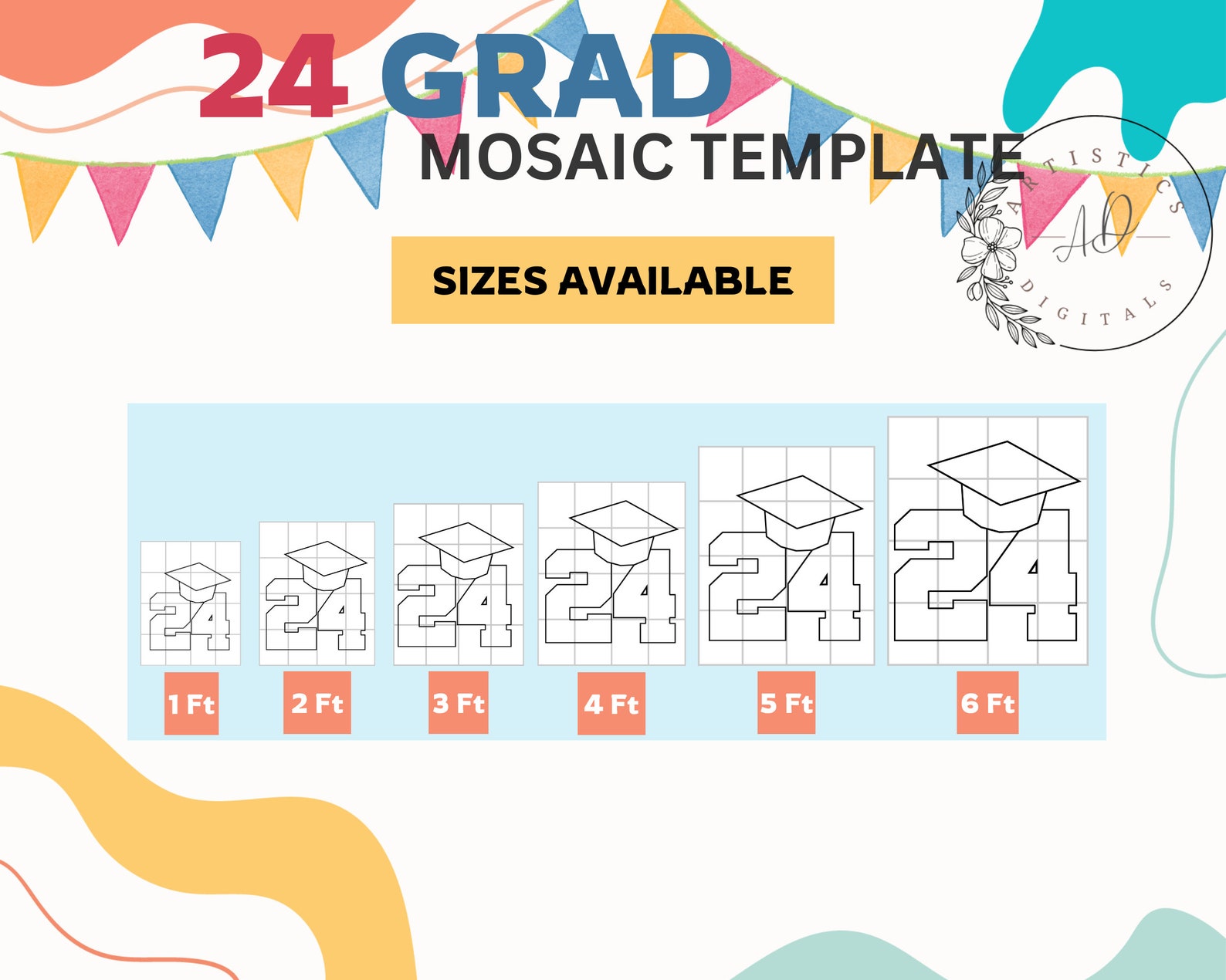 24 Grad Template, Graduation Mosaic Template From Balloons, 2024 ...