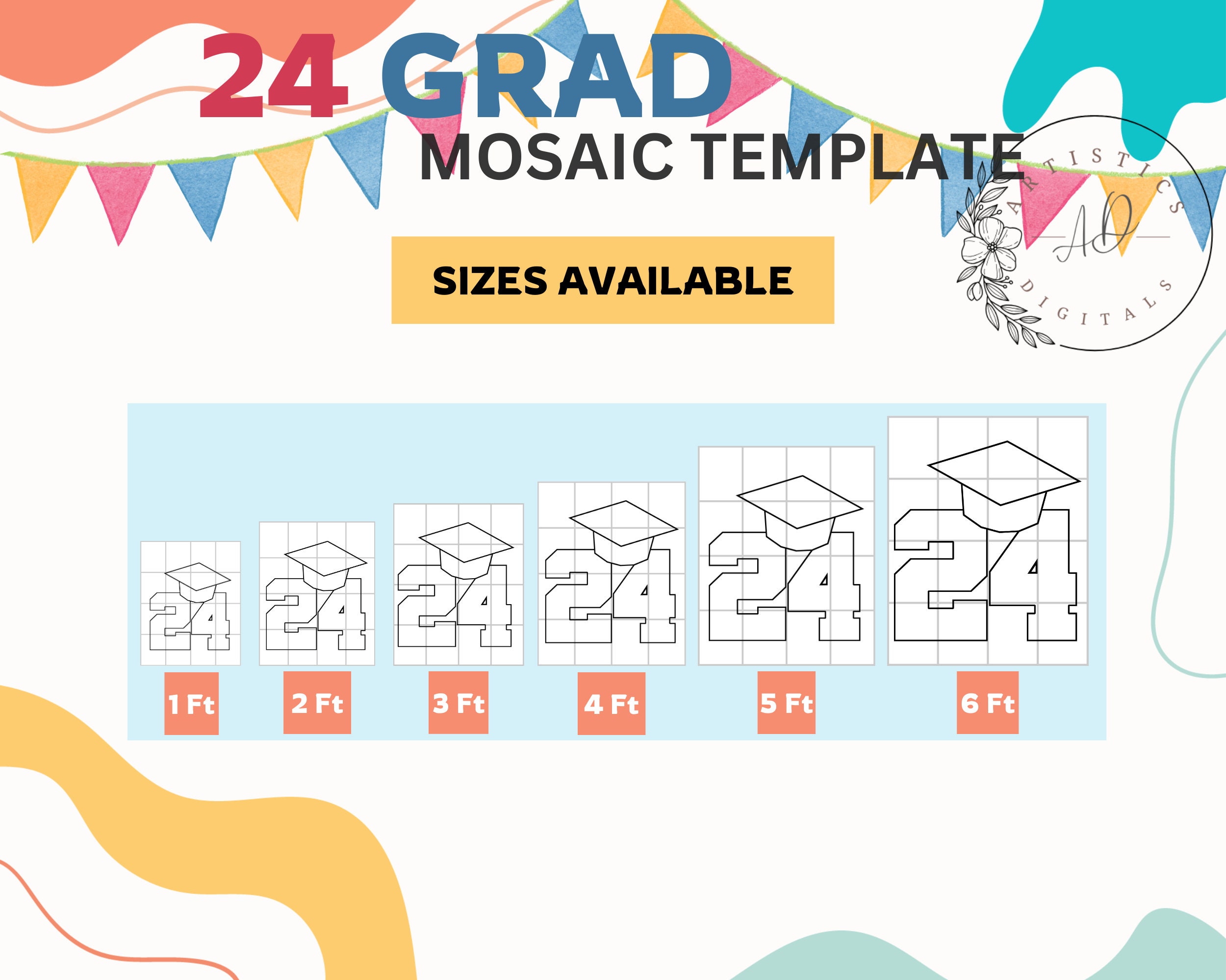 24 Grad Template, Graduation Mosaic Template From Balloons, 2024 ...
