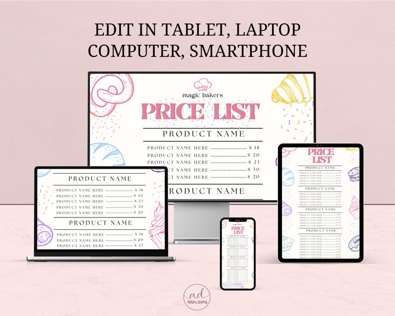 Editable Cake Price List Template, Small Business Menu Card, Price List ...