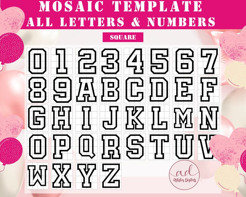Marquee Letters, Mosaic Templates, Mosaic From Balloons Template ...