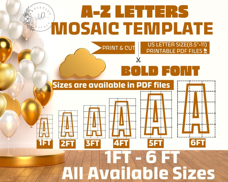 A-Z Marquee Letters, Mosaic Templates, Mosaic From Balloons Template ...